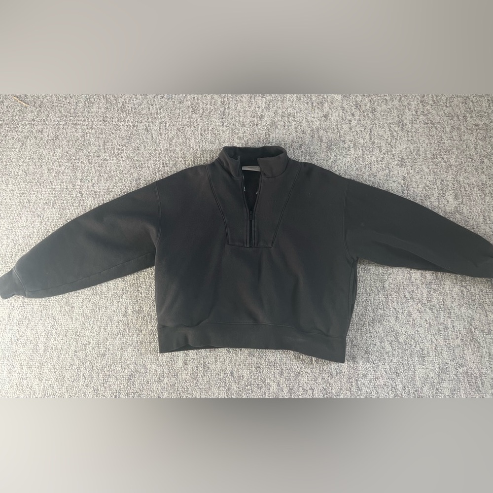 Fear Of God Essentials Black 1/2 Zip Pullover Sweatsh… - Gem